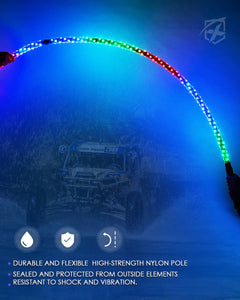 Xprite Vertigo Series Spiral RGB LED Flag Pole Whip Light w/ Remote Co