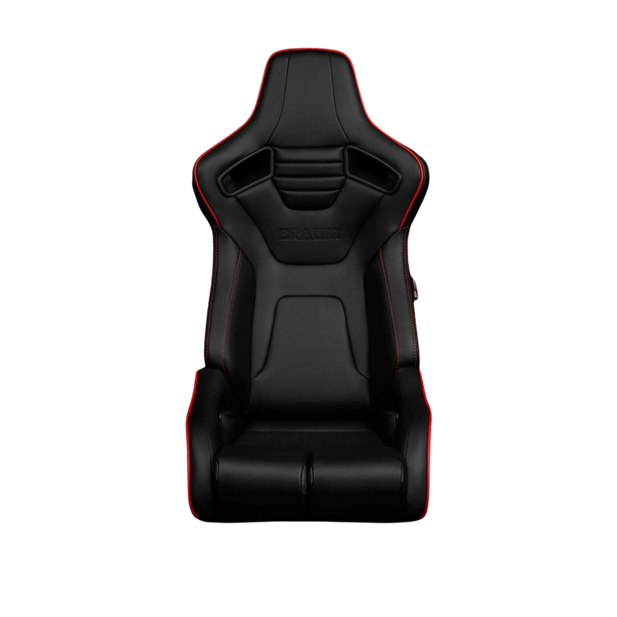 BRAUM Elite-R Racing Seats (Reclinable - Black Leatherette / Red Stitc