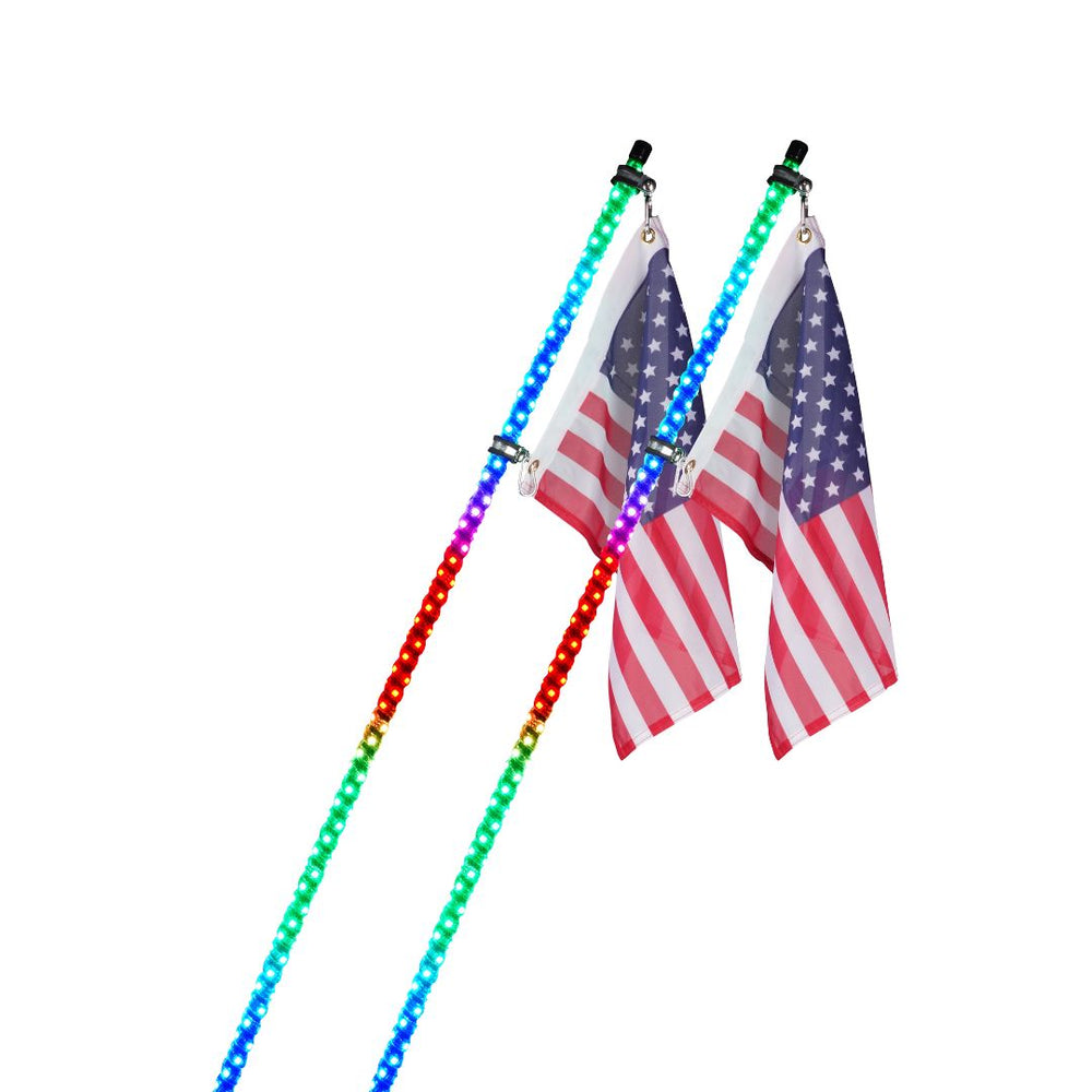 Xprite RGB LED Whip Lights w/ Spring Mount & U.S. Flag / Xprite Flag ...