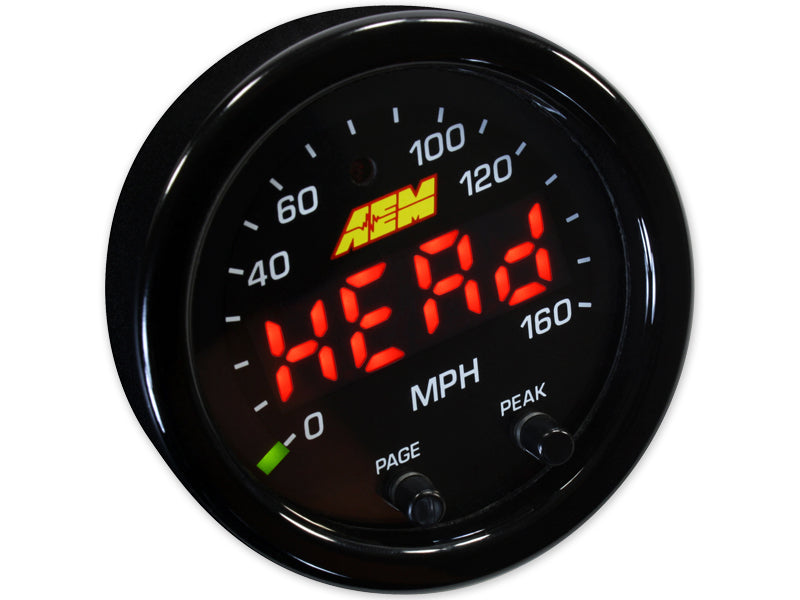 AEM X-Series GPS Speedometer Gauge 0-160mph / 0-240kph Black Bezel & F