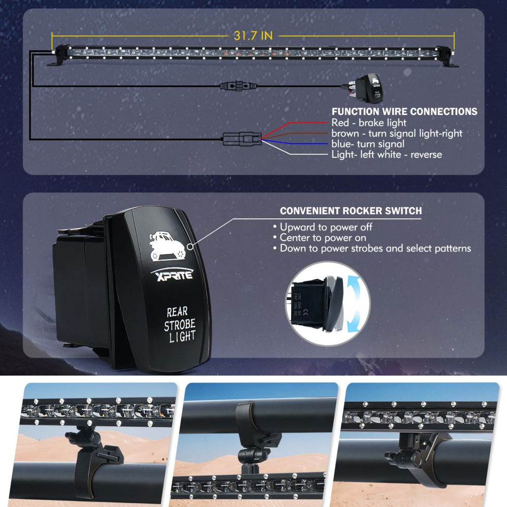 Xprite SL Series 32" Slim LED Rear Chase Light Bar - Multiple Light Co
