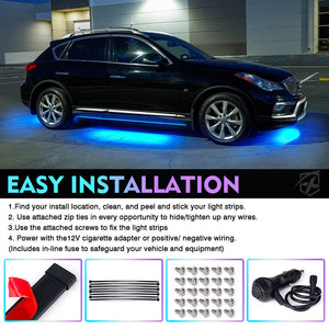 Xprite Dual Row RGB LED Underbody Glow Kit [Rivalry Series] w/ Remote