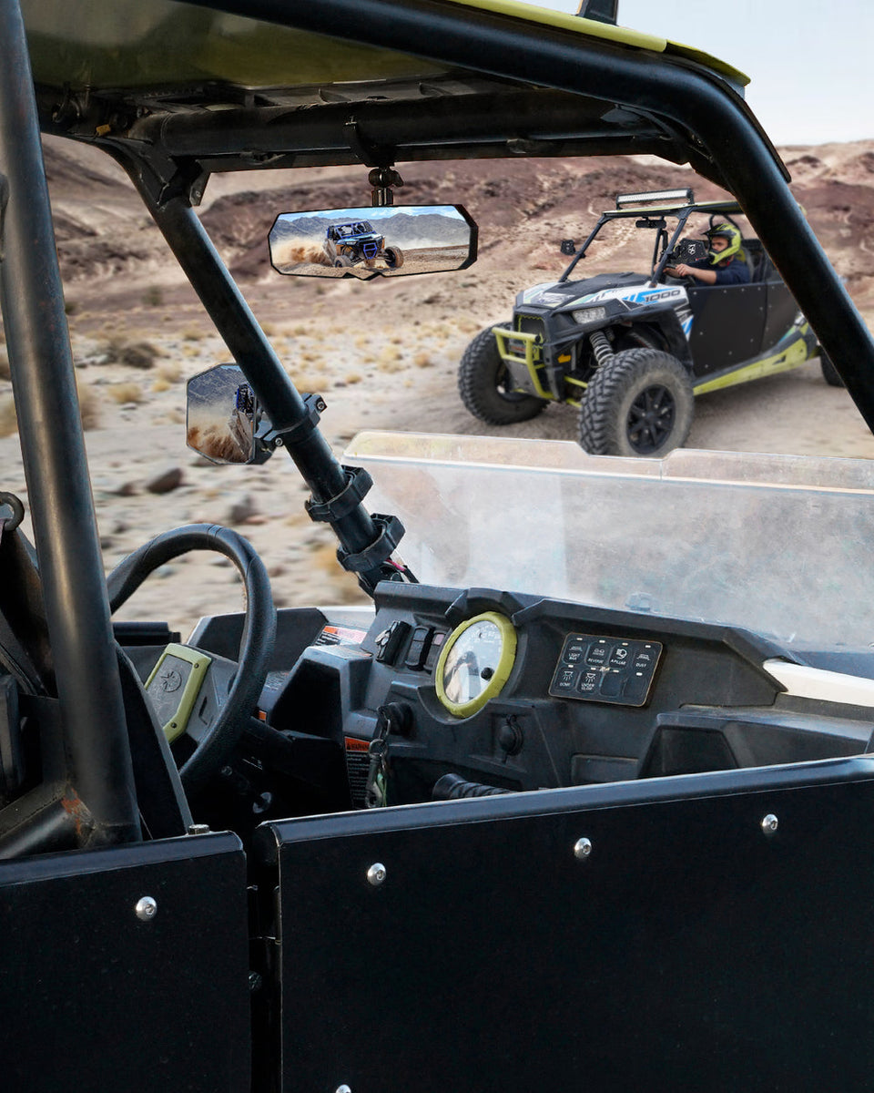 Xprite UTV Rear View Center Mirror [Fits 1.75" to 2" Rollbar] Convex 1