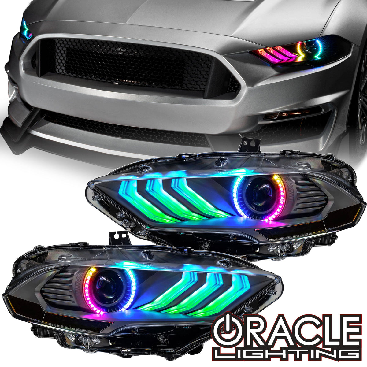 Oracle LED Projector Headlights Ford Mustang S550 (2018-2023) Sequenti ...