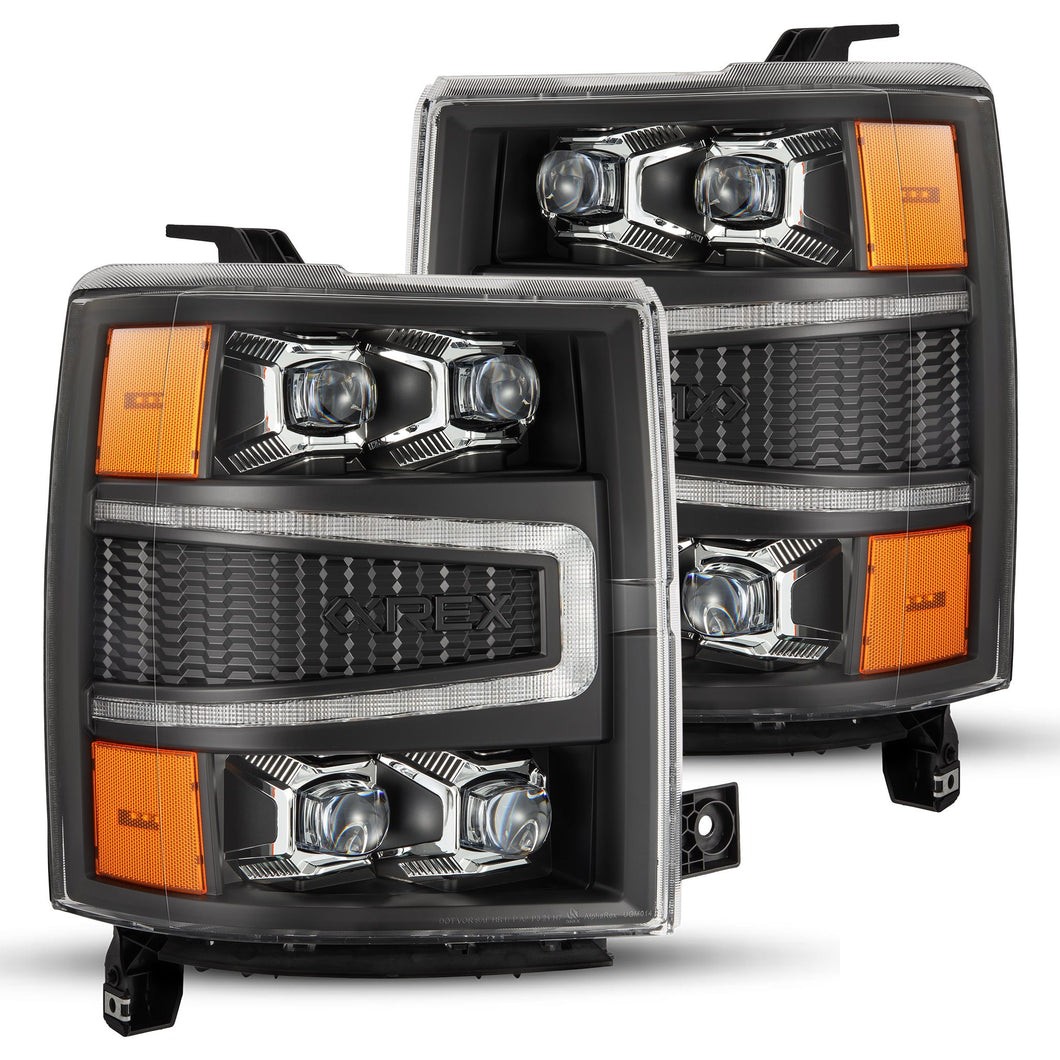 AlphaRex LED Projector Headlights Chevy Silverado 1500 (14-16) [3D Ice