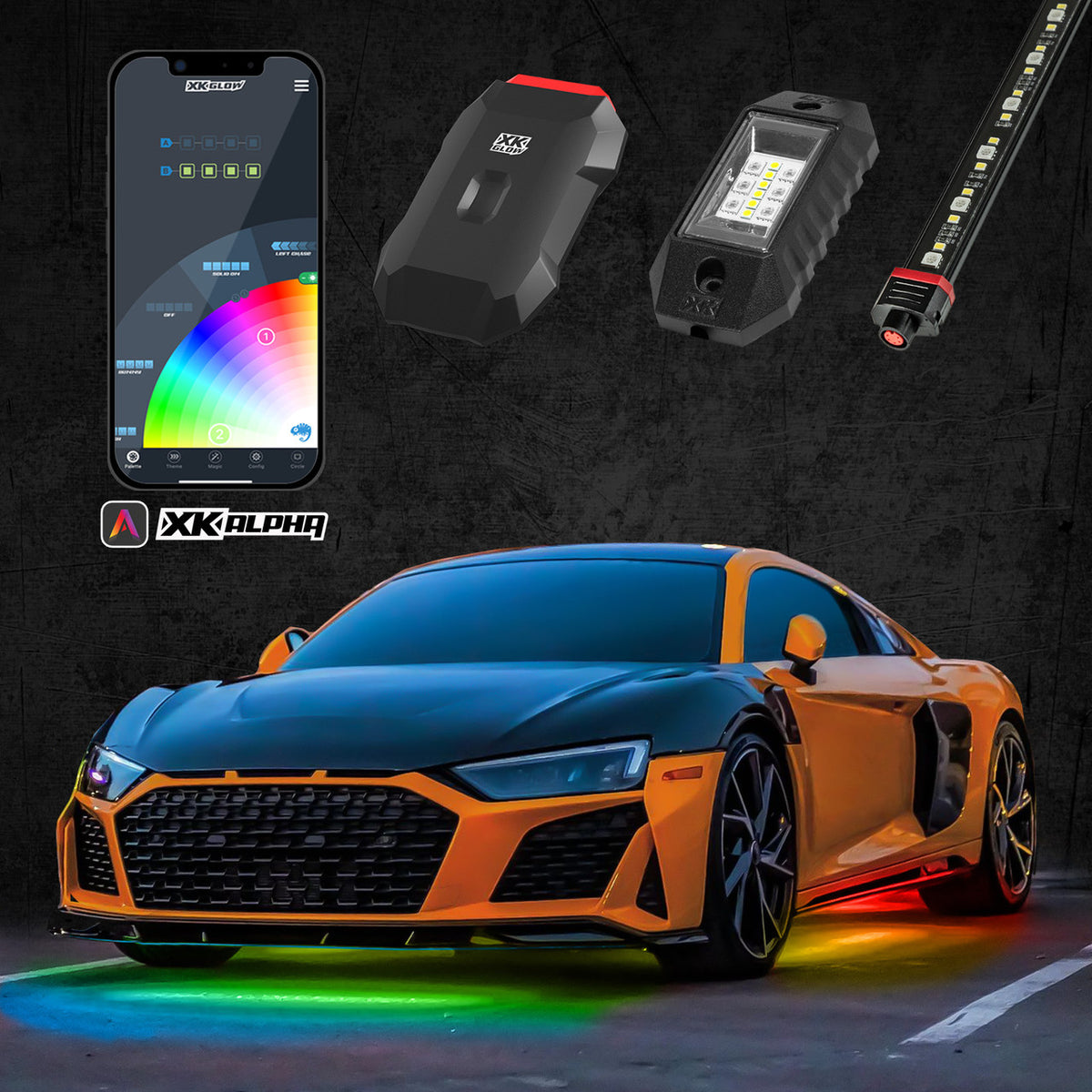 XKGlow XKalpha Led Underglow Light Kit With RGBW Color Chasing [App