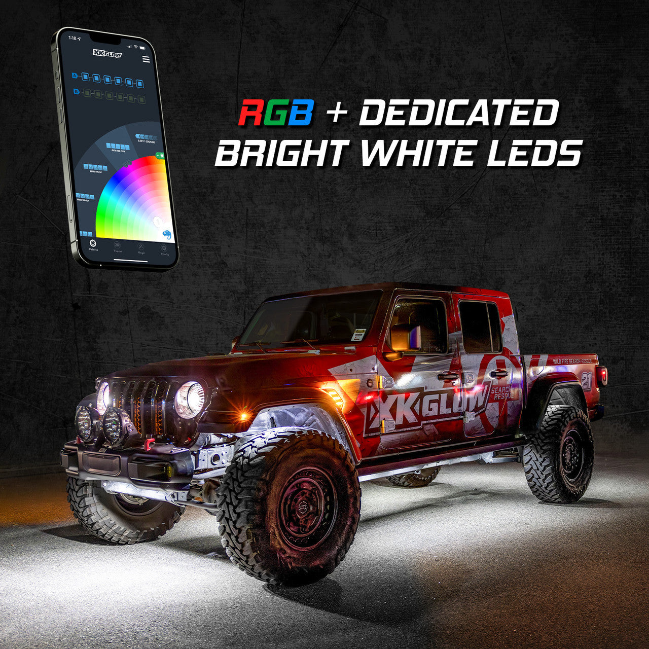 XKGlow XKalpha Led Underglow Light Kit With RGBW Color Chasing [App
