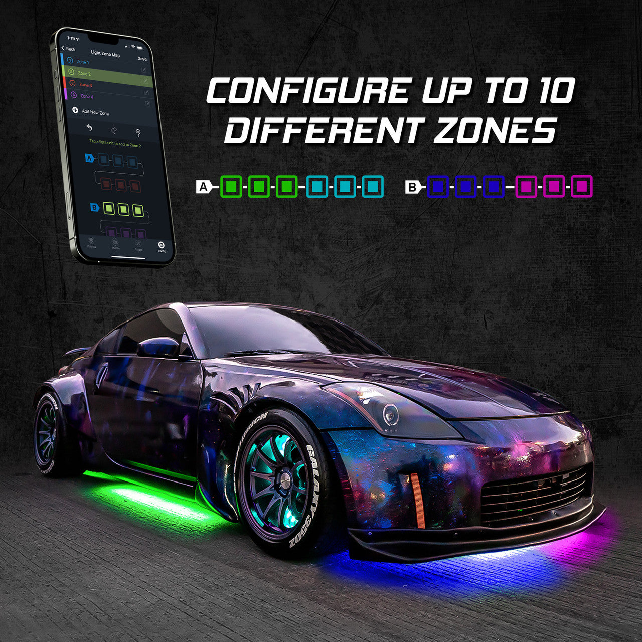 XKGlow XKalpha Led Underglow Light Kit With RGBW Color Chasing [App