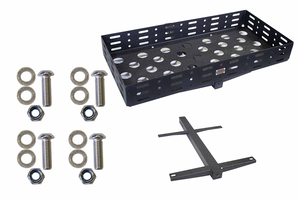 Fishbone Offroad 2" Hitch Cargo Basket - Black Powder Coated Steel