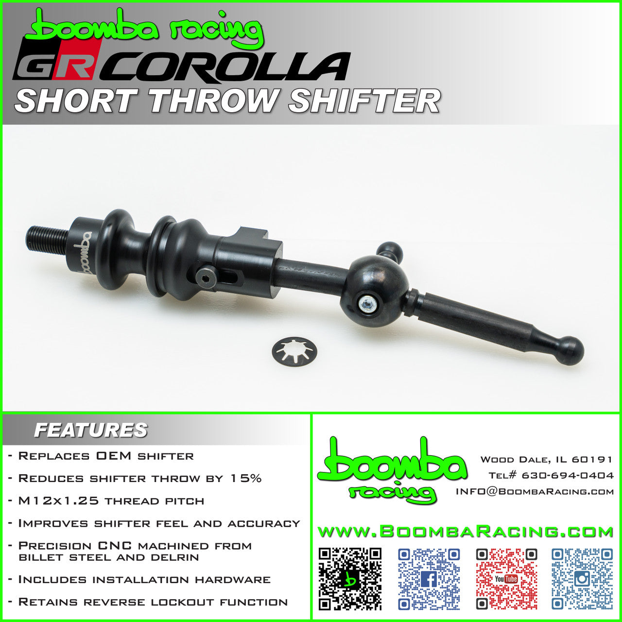 Boomba Racing Short Throw Shifter Toyota GR Corolla (Fits OEM Shift Kn