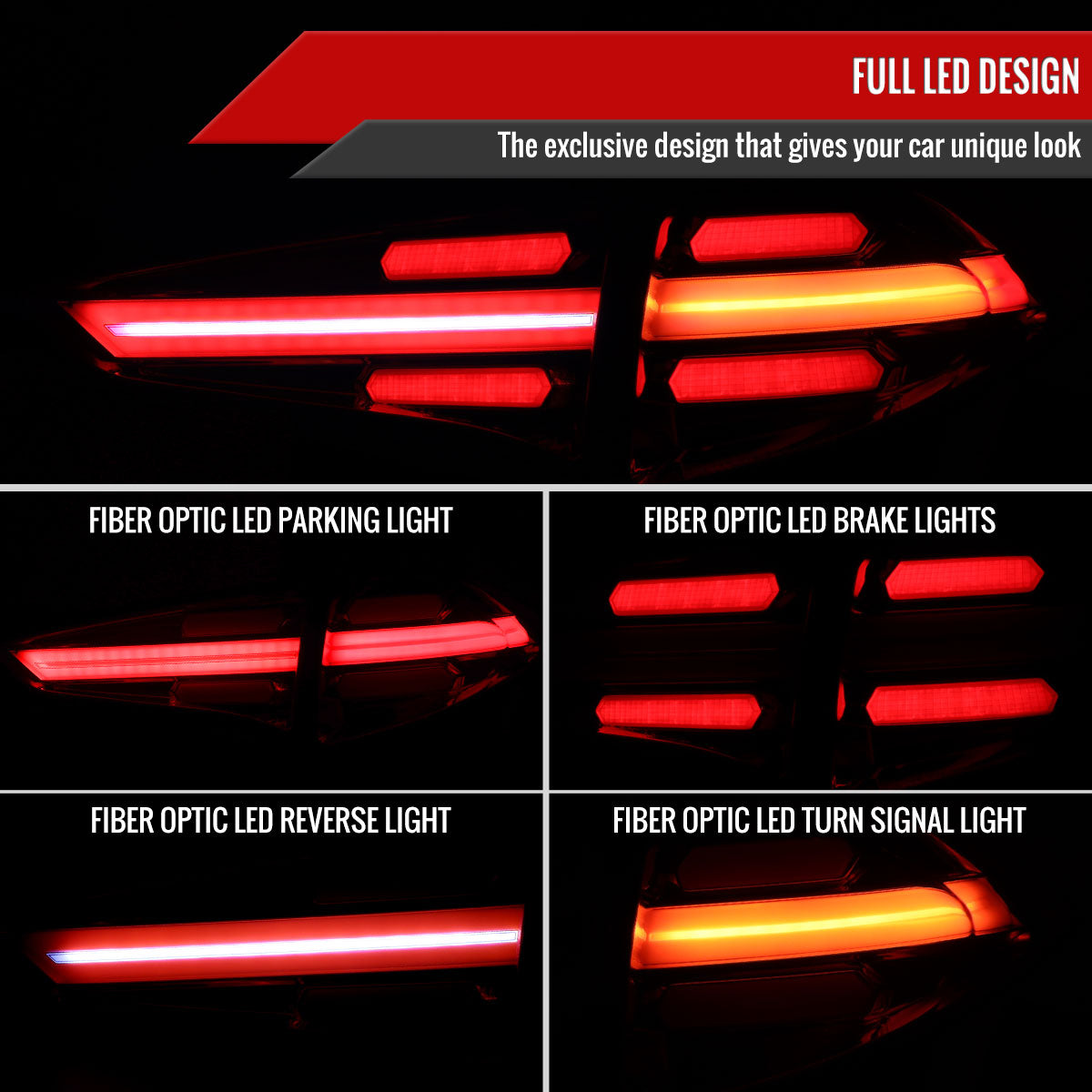 Spec-D Tail Lights Hyundai Tucson (2016-2018) Fiber Optic Full LED Chr