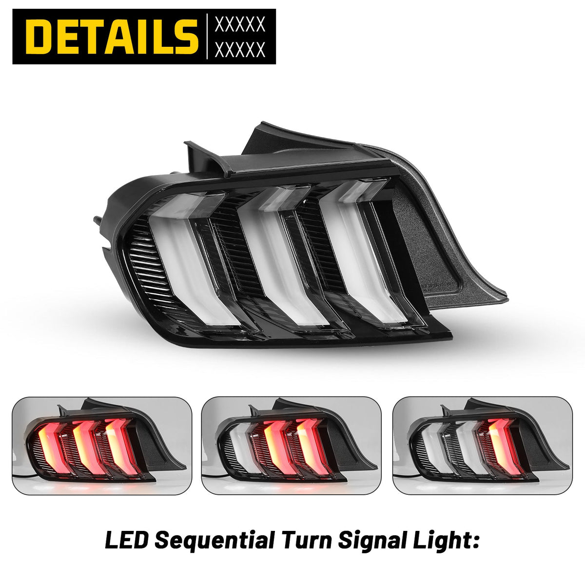 Winjet Renegade LED Tail Lights Ford Mustang S550 (15-23) w/ LED Light