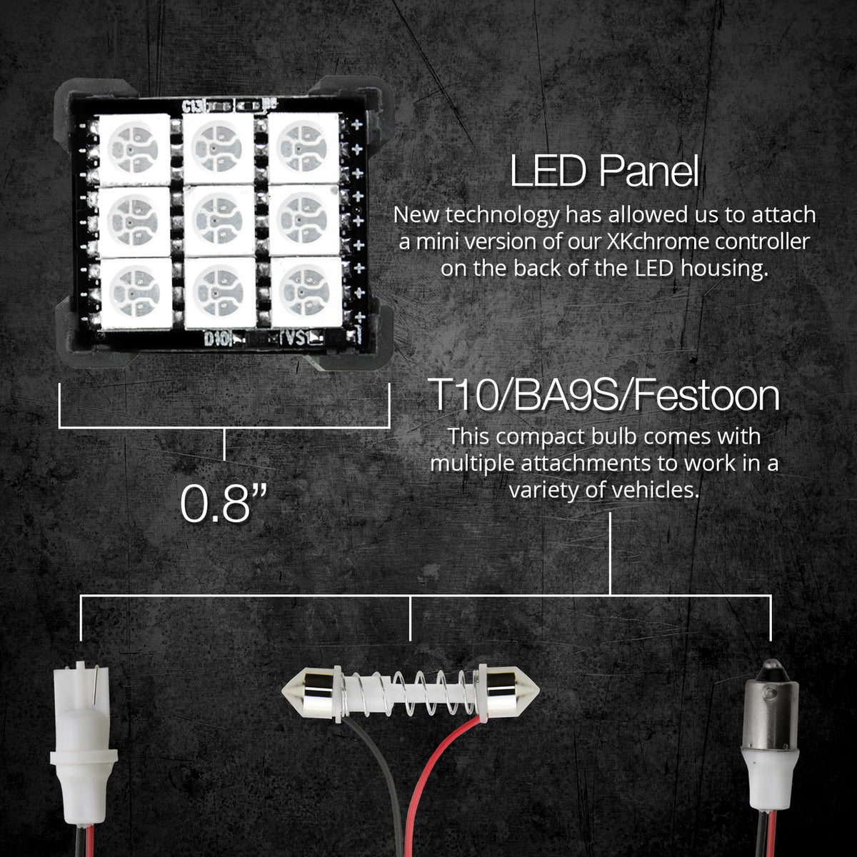 XKGlow RGB Festoon LED Panel/ XKchrome Bluetooth App Controlled Dome B