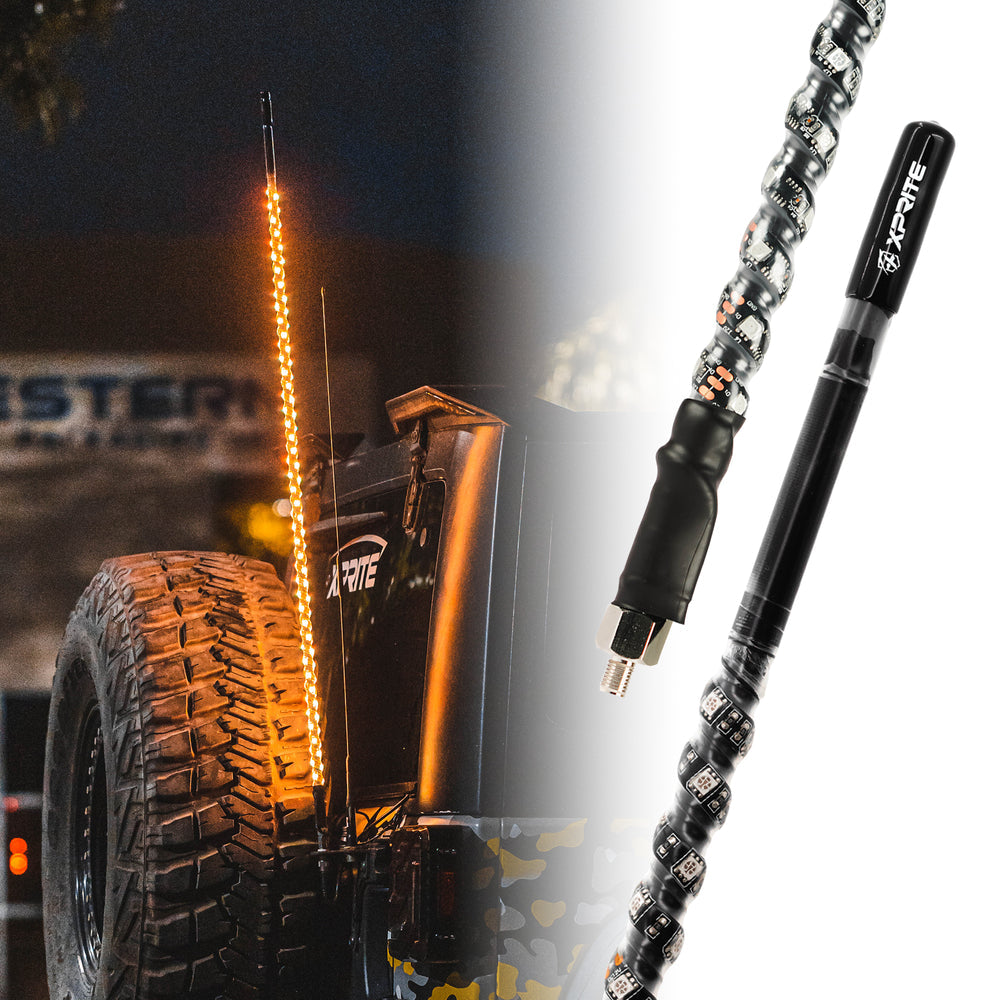 Xprite 4ft CB Radio Antenna with Spiral LED Whip Light - Amber or RGB ...