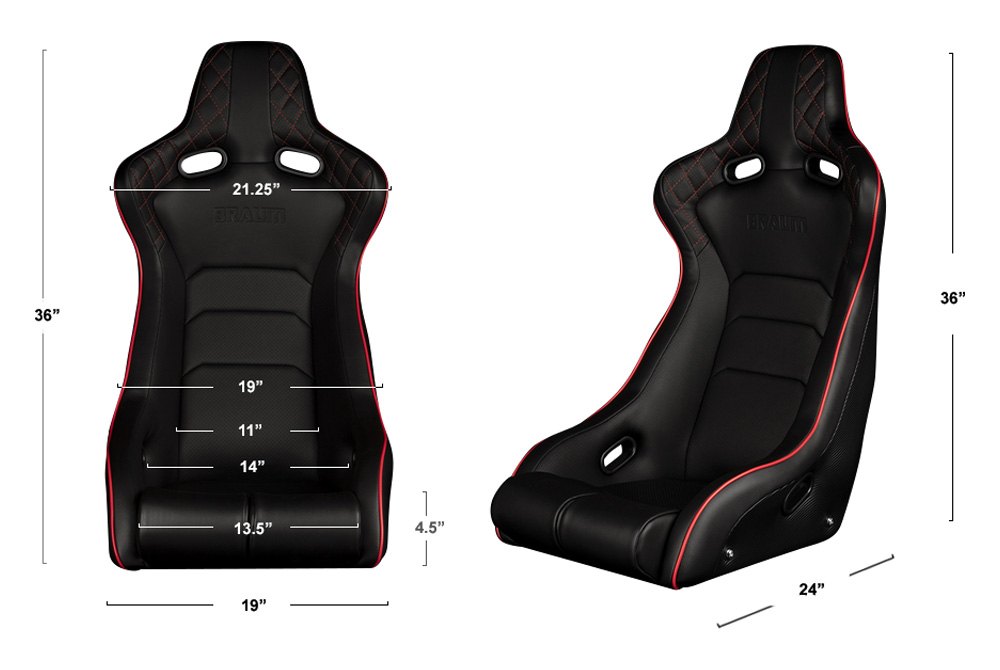 BRAUM Venom-X Fixed Back Bucket Seat [Black Diamond] White or Red Stit