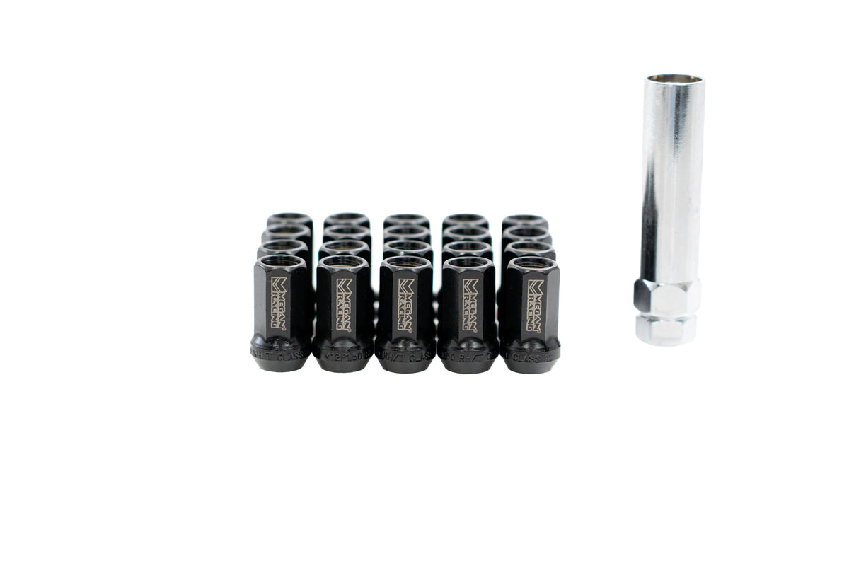 Megan Racing Lug Nuts (12x1.25 or 12x1.5 Black) Open End Extended 7 Si
