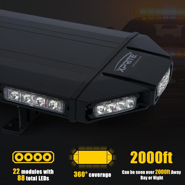 Xprite LED Strobe Light Bar Black Hawk Series 48" Professional Roof To