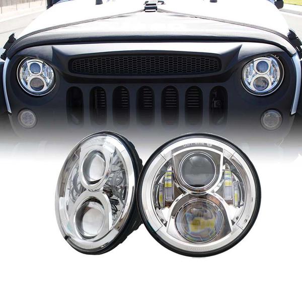 Xprite 7" 90W Chrome G5 CREE LED Headlights Jeep Wrangler (1997-2018)