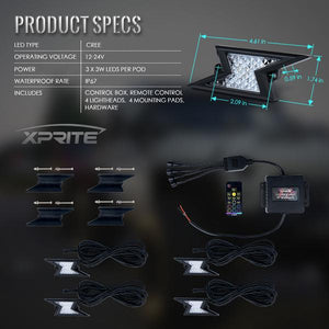 Xprite Z-Force Remote Control RGB LED Rock Lights - 4pcs / 6pcs / 8pcs