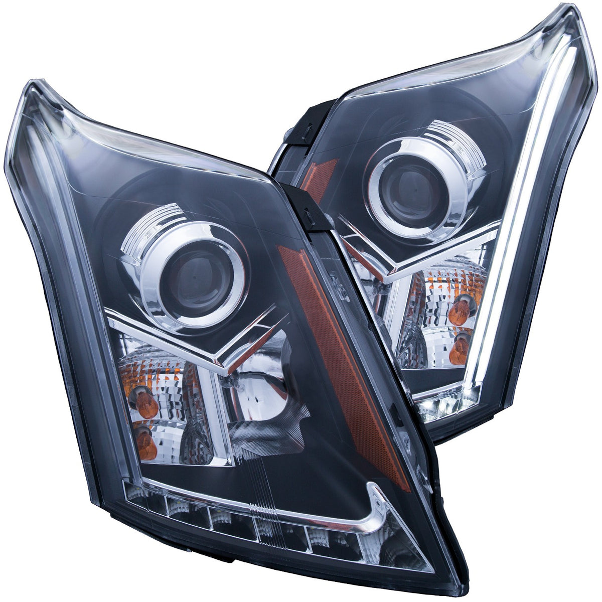 Anzo Projector Headlights Cadillac SRX (10-15) w/ Plank Style LED Halo