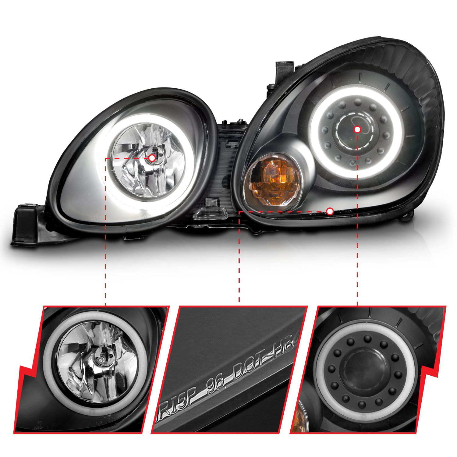 Anzo Projector Headlights Lexus GS300 GS400 GS430 (98-05) w/ CCFL Halo