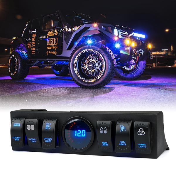 Xprite G3 6 Rocker Switch Panel With Digital Voltmeter Jeep Wrangler J