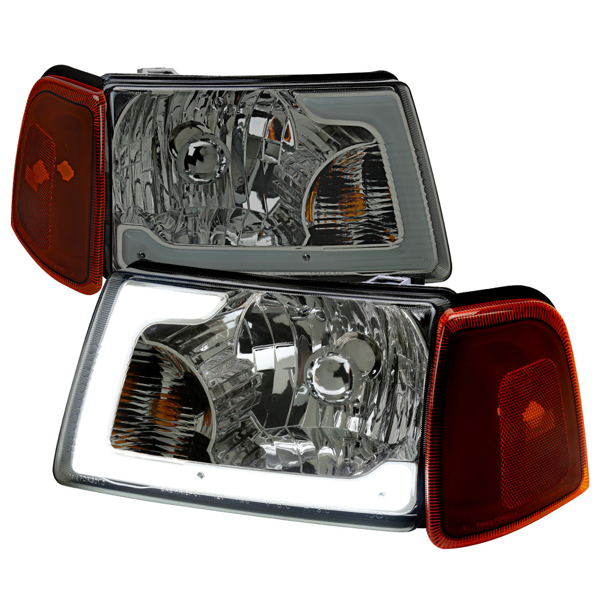 Spec-D Headlights Ford Ranger (01-11) w/ DRL LED Bar - Chrome / Black
