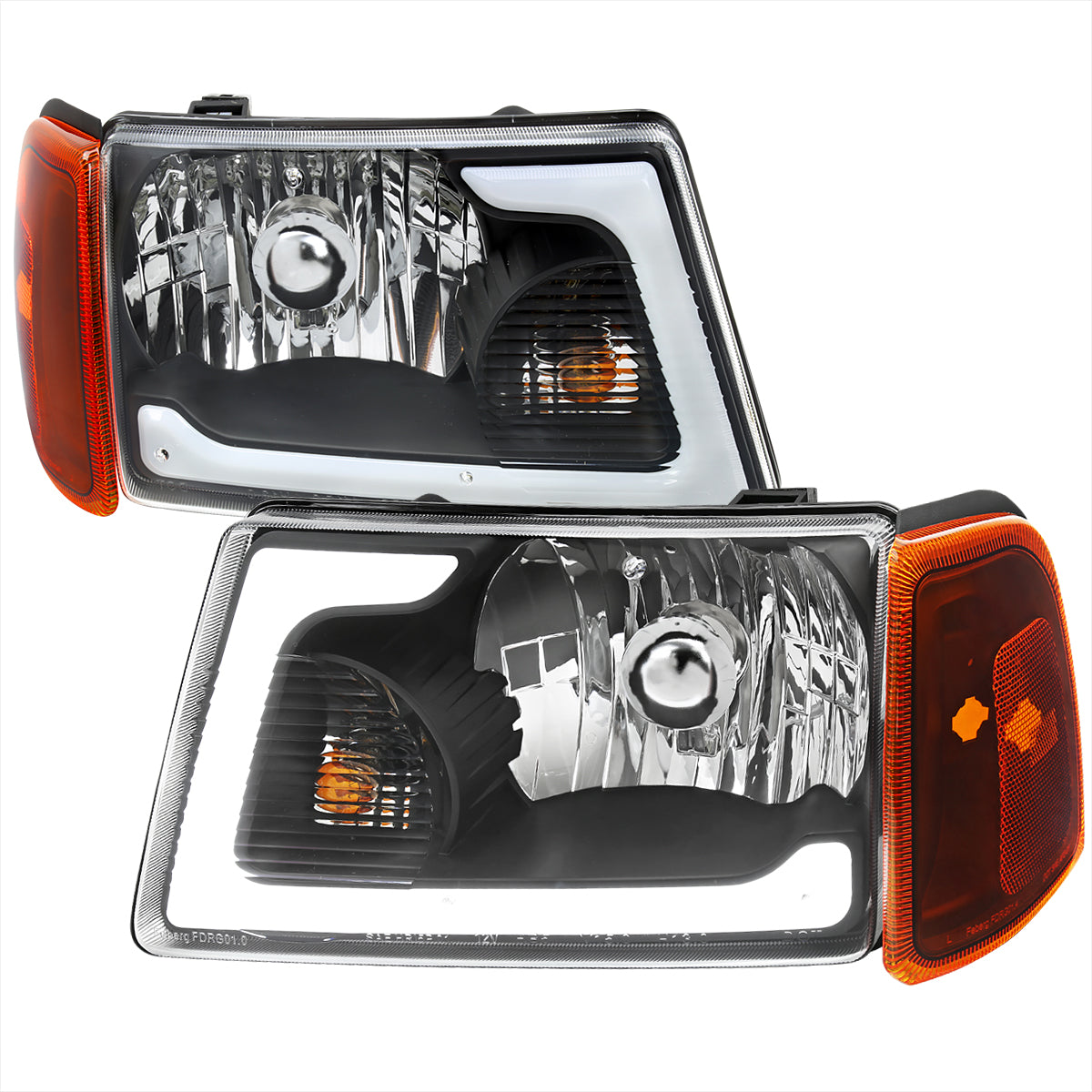 Spec-D Headlights Ford Ranger (01-11) w/ DRL LED Bar - Chrome / Black