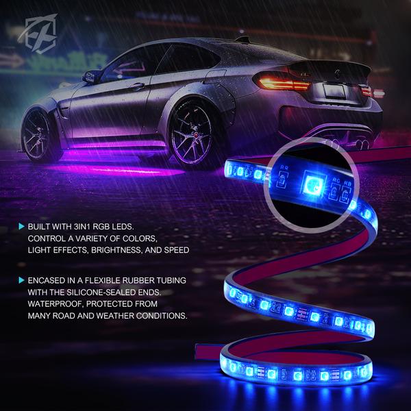 Xprite LED RGB Underbody Glow Kit Fusion Series with Remote Control an