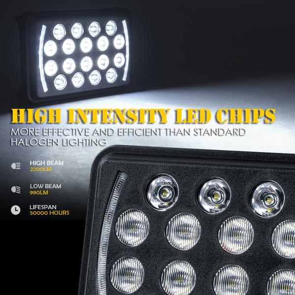 Xprite LED Headlights Insight Series [w/ High/Low Beam and DRL] 4x6"