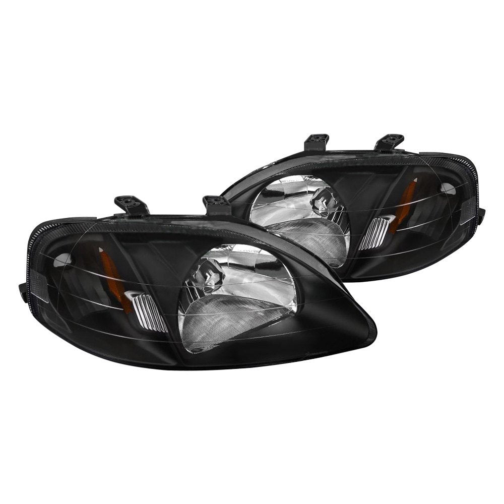 Spec-D Headlights Honda Civic EK (99-00) JDM Euro or DRL LED Bar - Bla