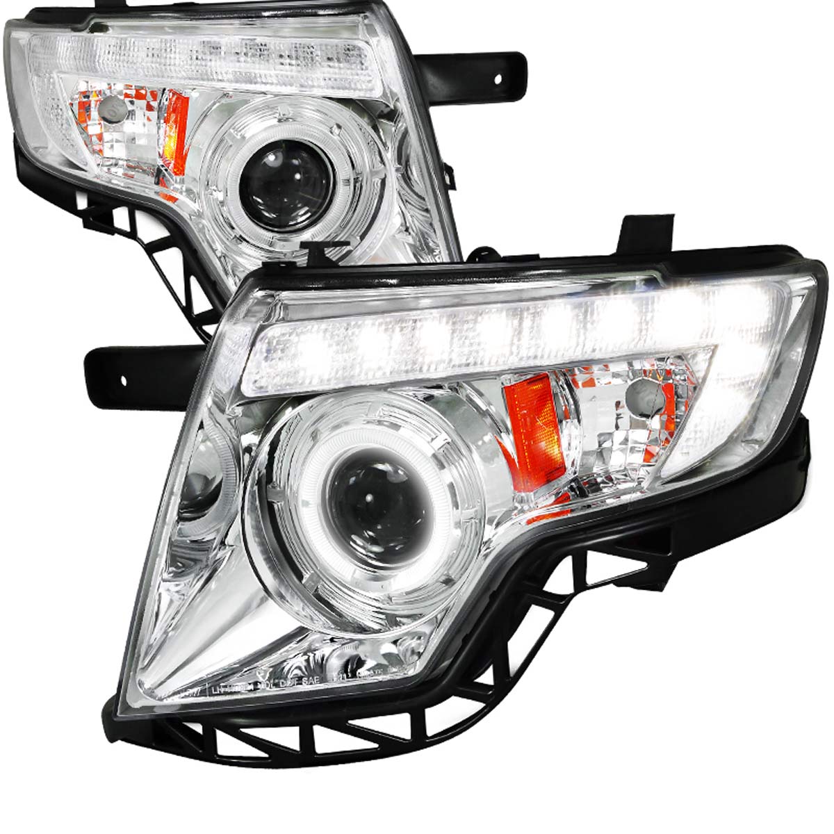 Spec-D Projector Headlights Ford Edge (07-10) Halo w/ LED Bar - Black