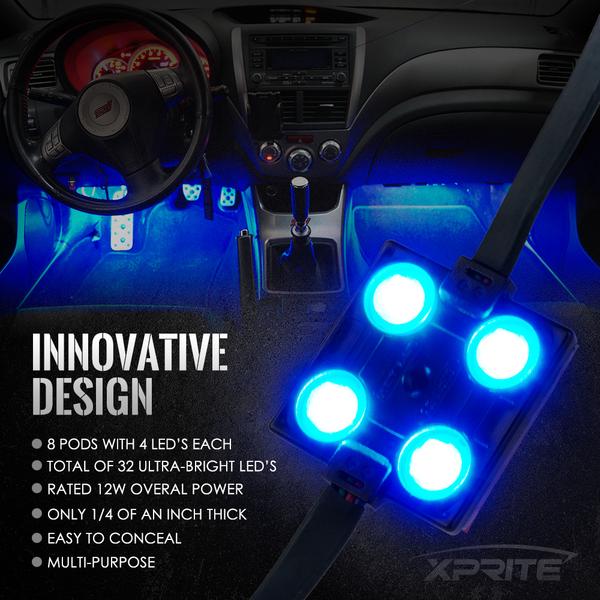 Xprite 8 RGB LED Light Pod Set w/ Remote Control - DL-L4-RC-RGB