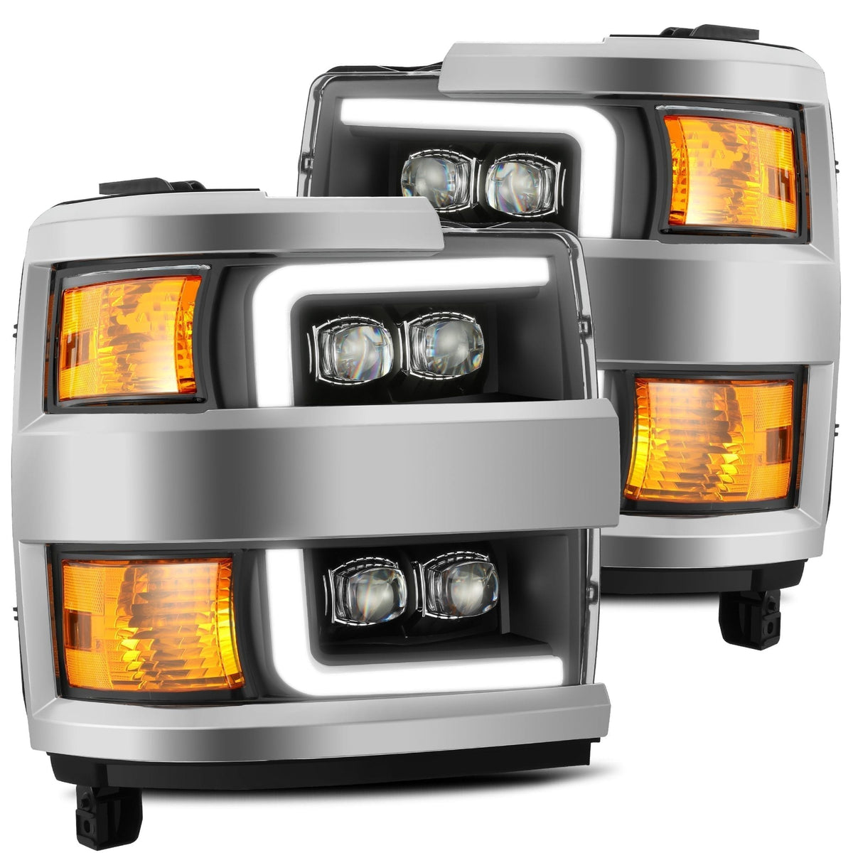 AlphaRex Quad 3D LED Projector Headlights Chevy Silverado [Nova Series