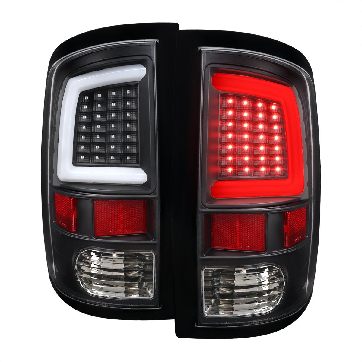 Spec-D LED Tail Lights Dodge Ram (2009-2018) w/ LED Light Bar - Black