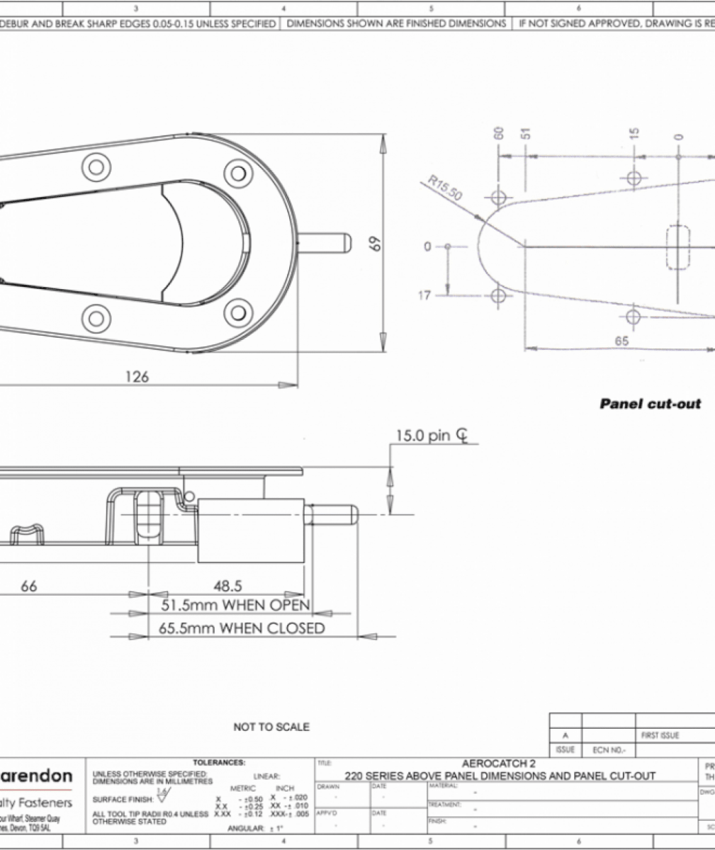 AeroCatch 2 220-2000 Latches (Above Panel) Locking Hood Pins
