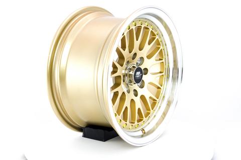 MST MT10 Wheels (15x8 4x100/4x114.3 +25 Offset) Gold w/ Machined Lip