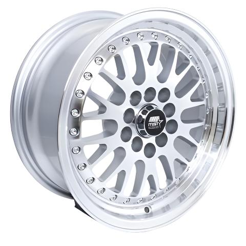 MST MT10 Wheels (15x7 5x100/5x114.3 +20 Offset) Silver w/ Machined Fac