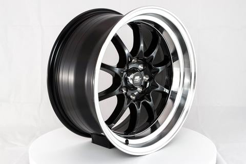 MST MT11 Wheels (16x8 4x100/4x114.3 +15 Offset) Black w/ Machined Lip