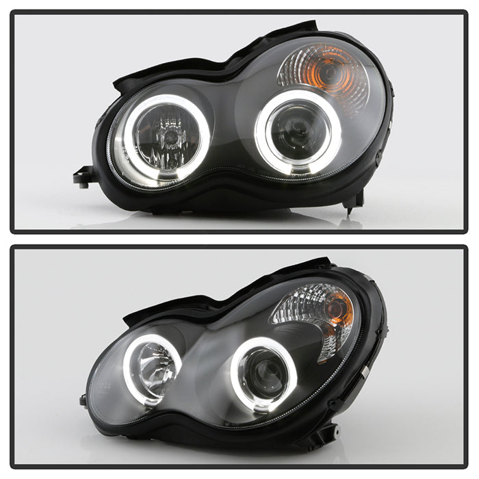 Spyder Projector Headlights Mercedes Benz C-Class 4Dr (2001-2005) Halo