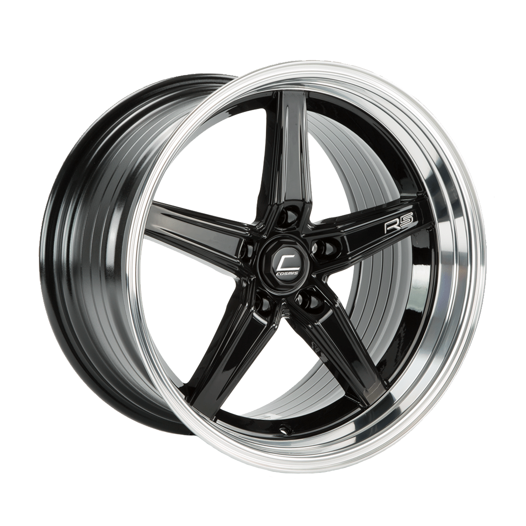 Cosmis Racing R5 Wheels (18x10.5) [Black w/ Machined Lip +15mm Offset ...
