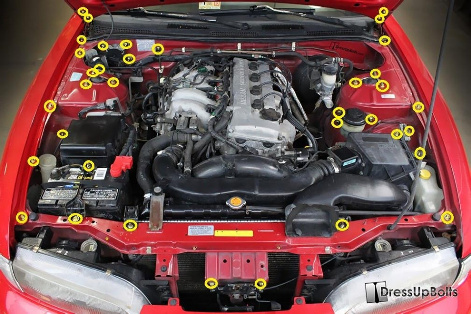 Dress Up Bolts Nissan S14 240SX (1995-1998) Titanium Full Engine Bay K