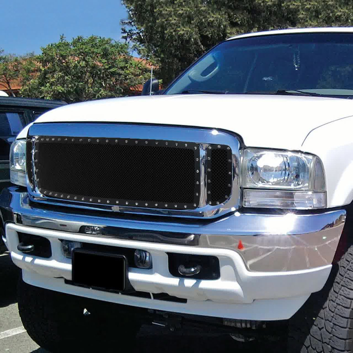 Spec-D Grill Insert Ford Excursion (00-04) [3 PC Mesh] Rivet Style Bla