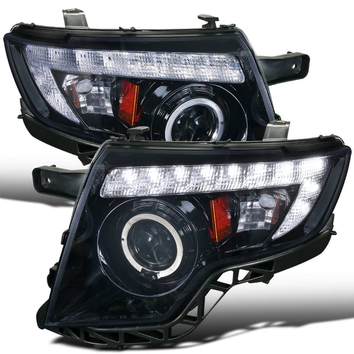 Spec-D Projector Headlights Ford Edge (07-10) Halo w/ LED Bar - Black