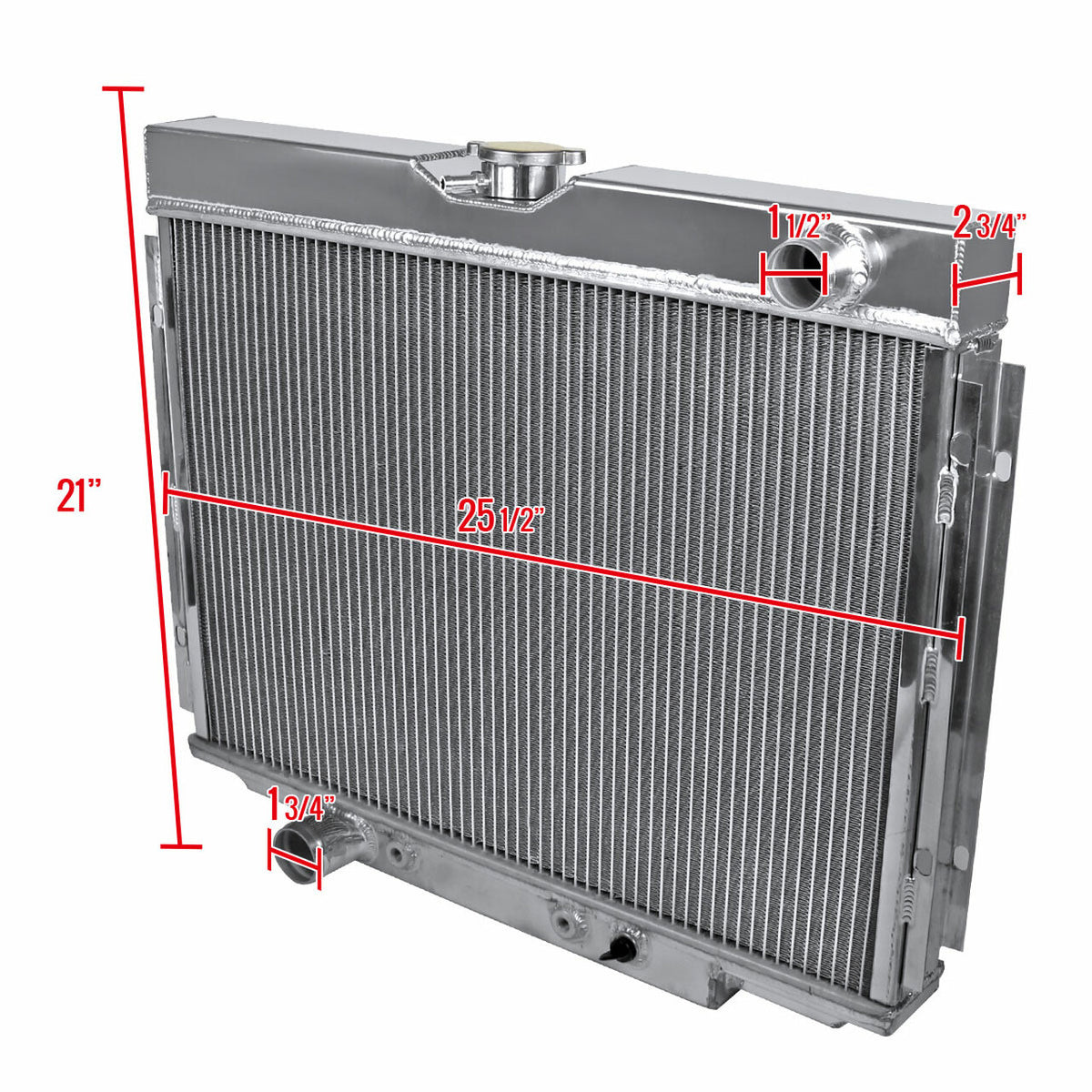 Spec-D Aluminum Radiator Ford Fairlane V8 (1967-1968-1969) 3 Row - Lef