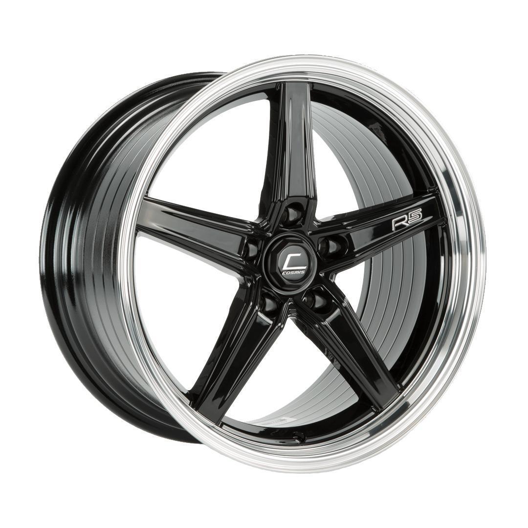 Cosmis Racing R5 Wheels (18x9.5) [Black w/ Machined Lip +30mm Offset ...