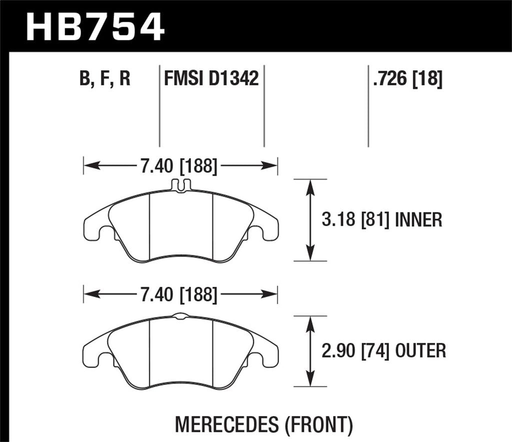 Hawk HPS Brake Pads Volvo V70 (2008-2010) Front Set HB759F.750