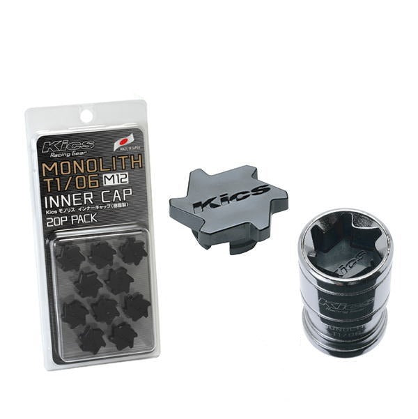 Project Kics Lug Nut Cap Set [Monolith T1/07 - 20 PCS - Black or Red]