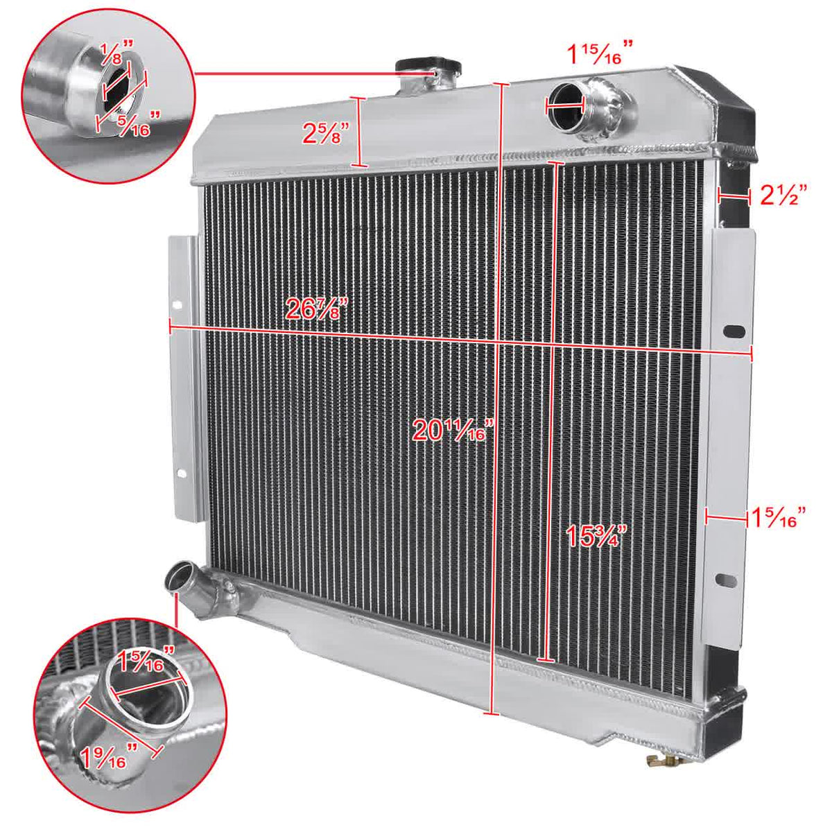 Spec-D Aluminum Radiator Jeep CJ 3.8L/4.2L 6-Cyl / 5.0L V8 (70-85) 3-R