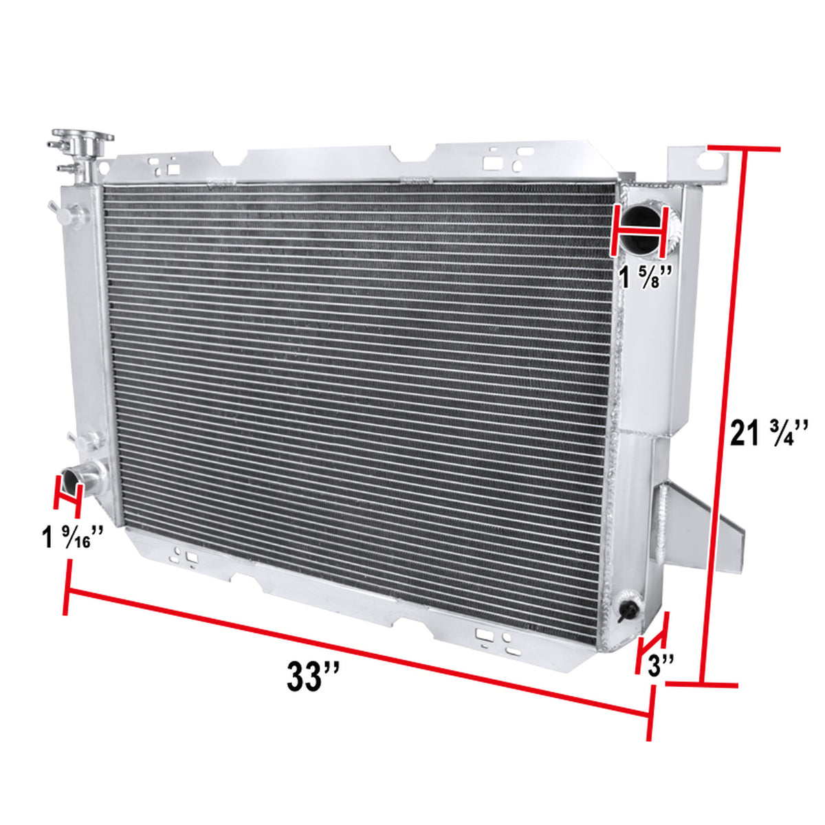 Spec-D Radiator Ford F150 F250 F350 Bronco V8 (1985-1996) 3 Row Alumin